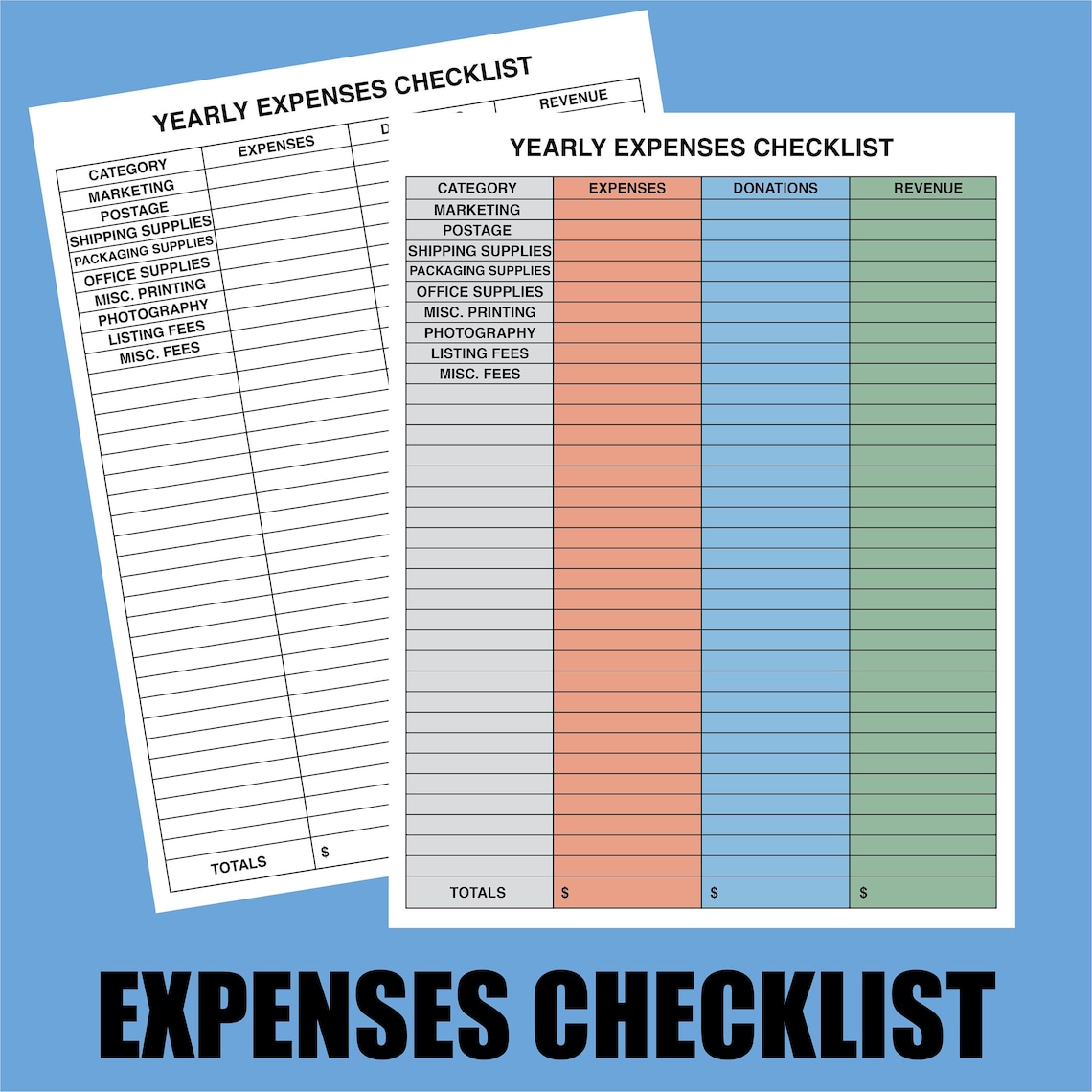 Yearly Expenses Checklist (digital Download) - Etsy
