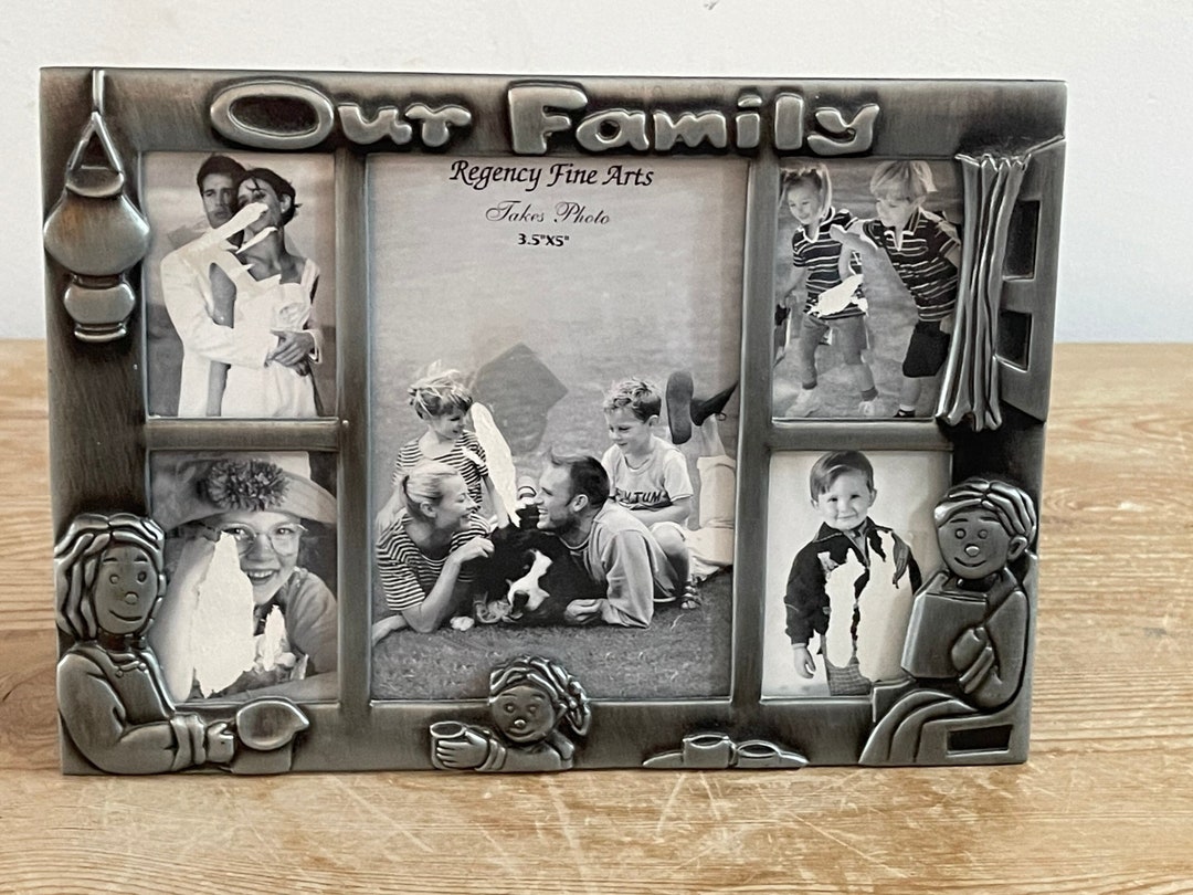 Vintage 'our Family' Pewter Photo Frame Holding Five Photos - Etsy