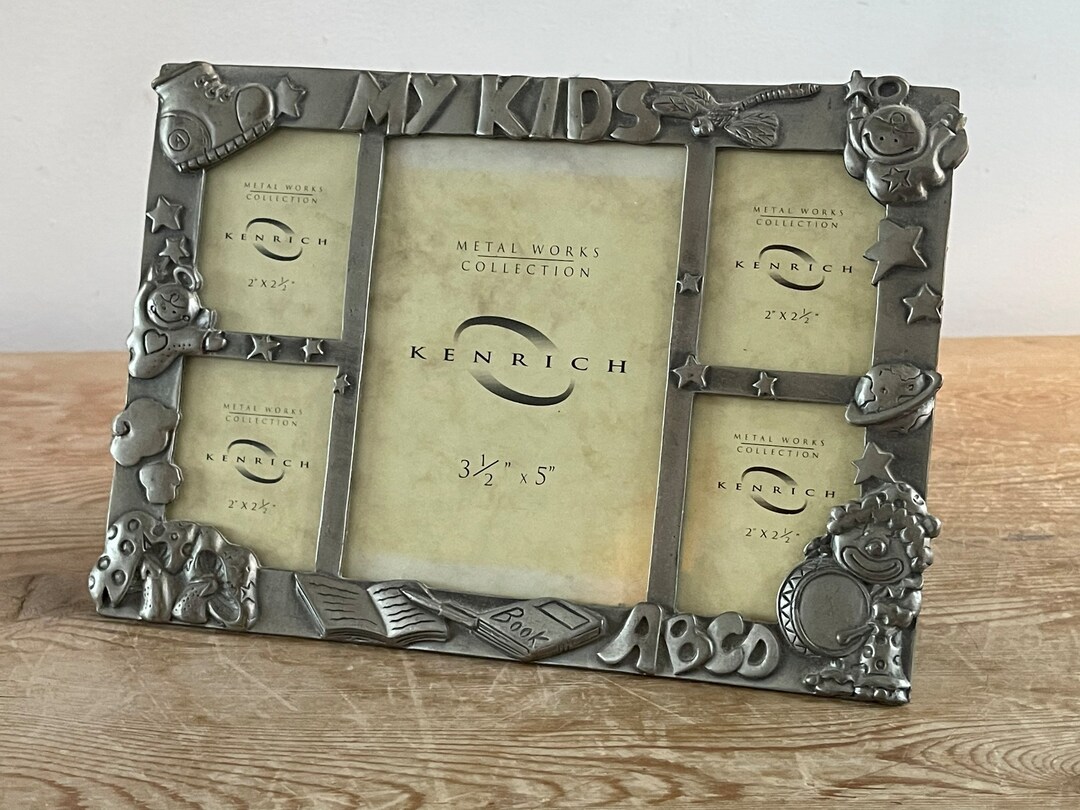 Vintage 'my Kids' Pewter Photo Frame Holding Five Photos - Etsy