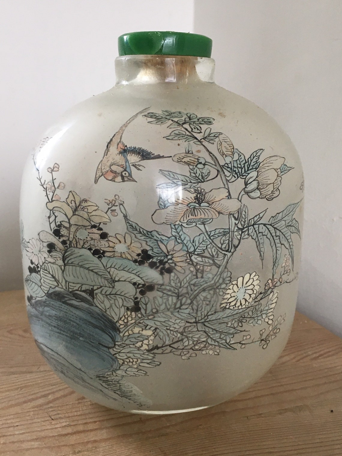 Antique Japanese Bottle Reverse Painted - Etsy