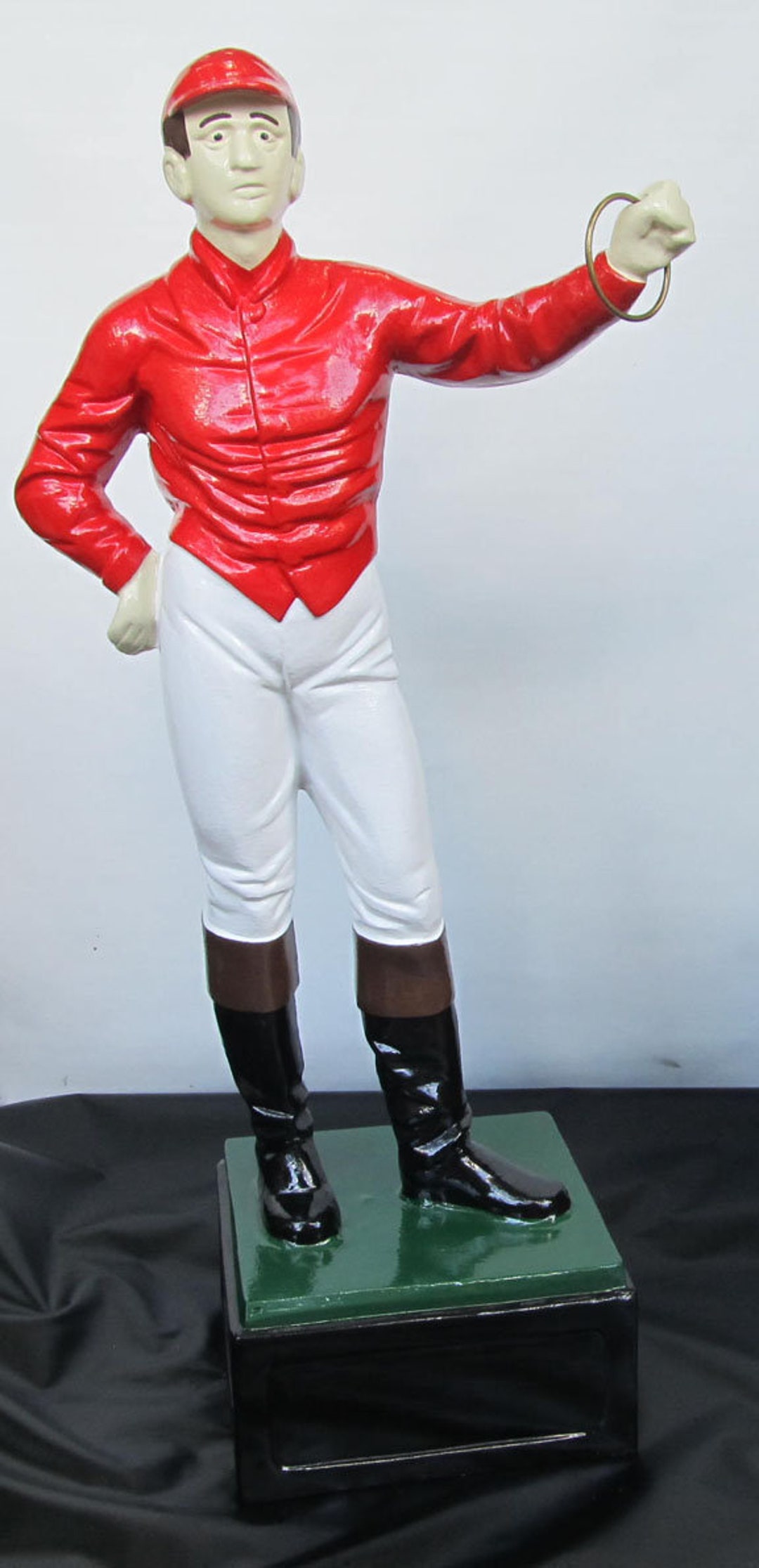 Hand-crafted Red-vested Real Metal Lawn Jockey Statue With Gold Colored ...
