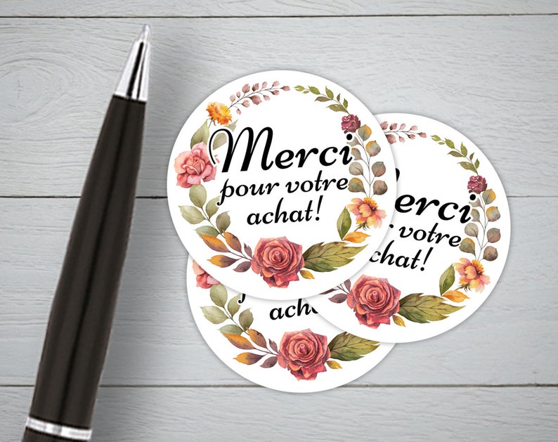 Merci Pour Votre Achat Floral Thank You Stickers Business | Etsy