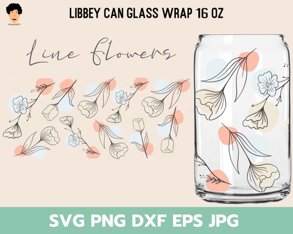 Line Flowers Libbey Can 16 OZ Svg Flowers Wrap Can Svg - Etsy