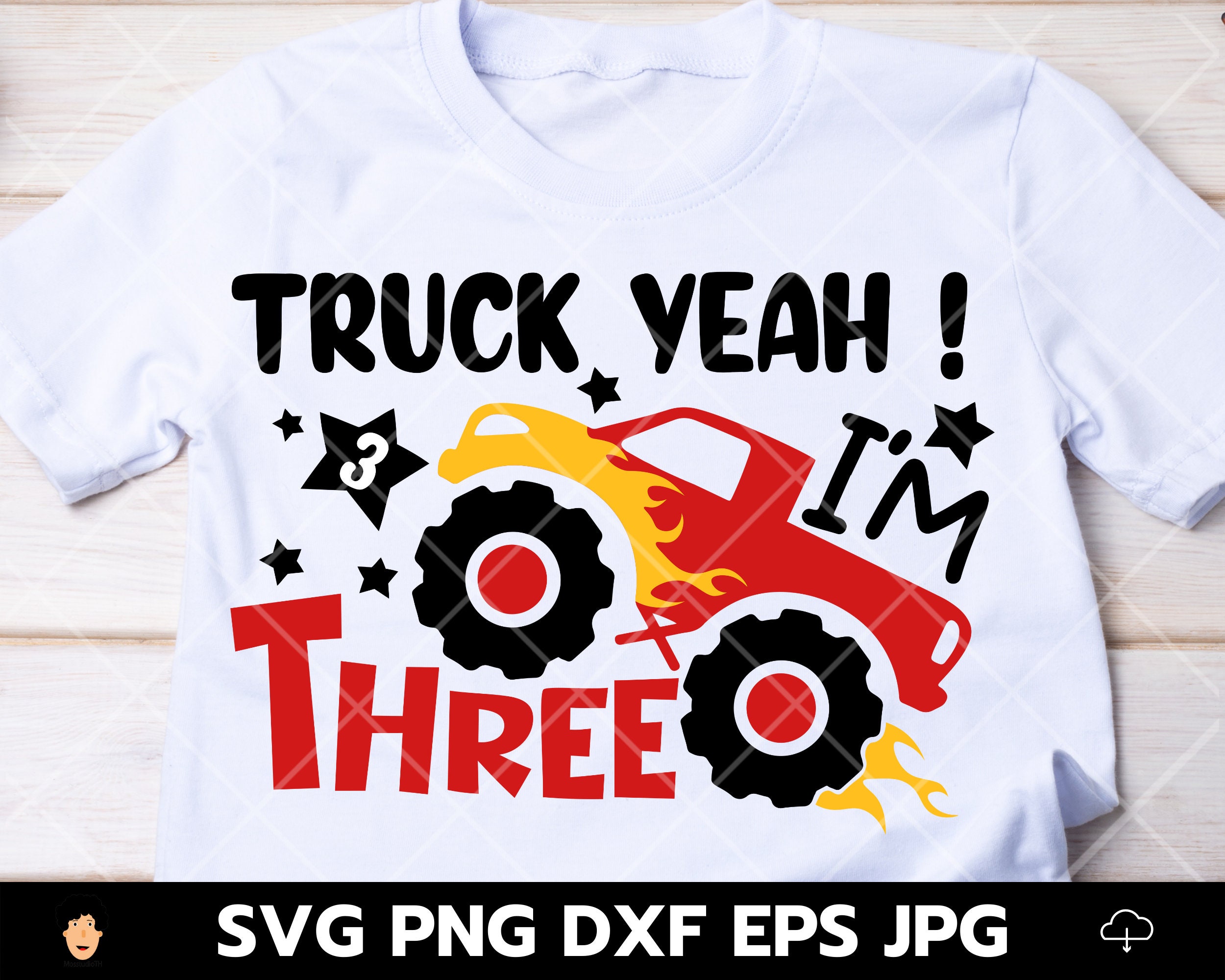 Truck Yeah Svg Truck Yeah I'm Three Svg 3rd Birthday - Etsy