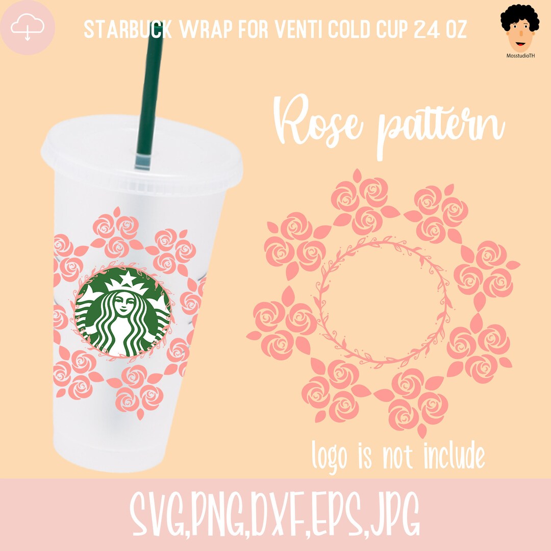 Rose Pattern Starbuck Svg, Rose Starbuck Svg, Rose Full Wrap Starbuck ...