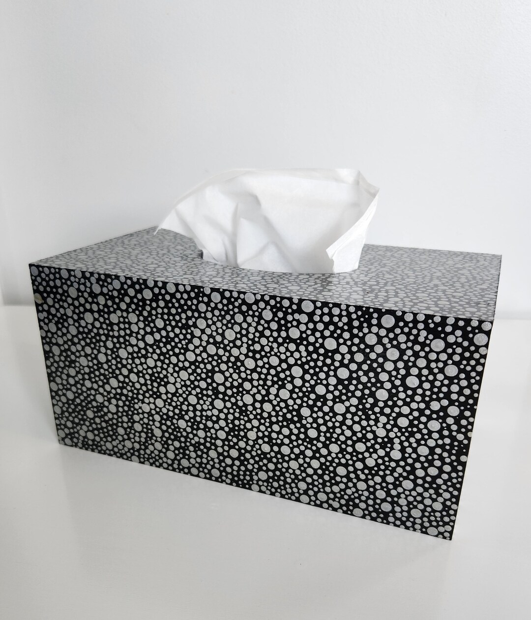 Tissue Box, Tissue Box Cover, Hand Painted, Polka Dot, Home Decor, Wood ...