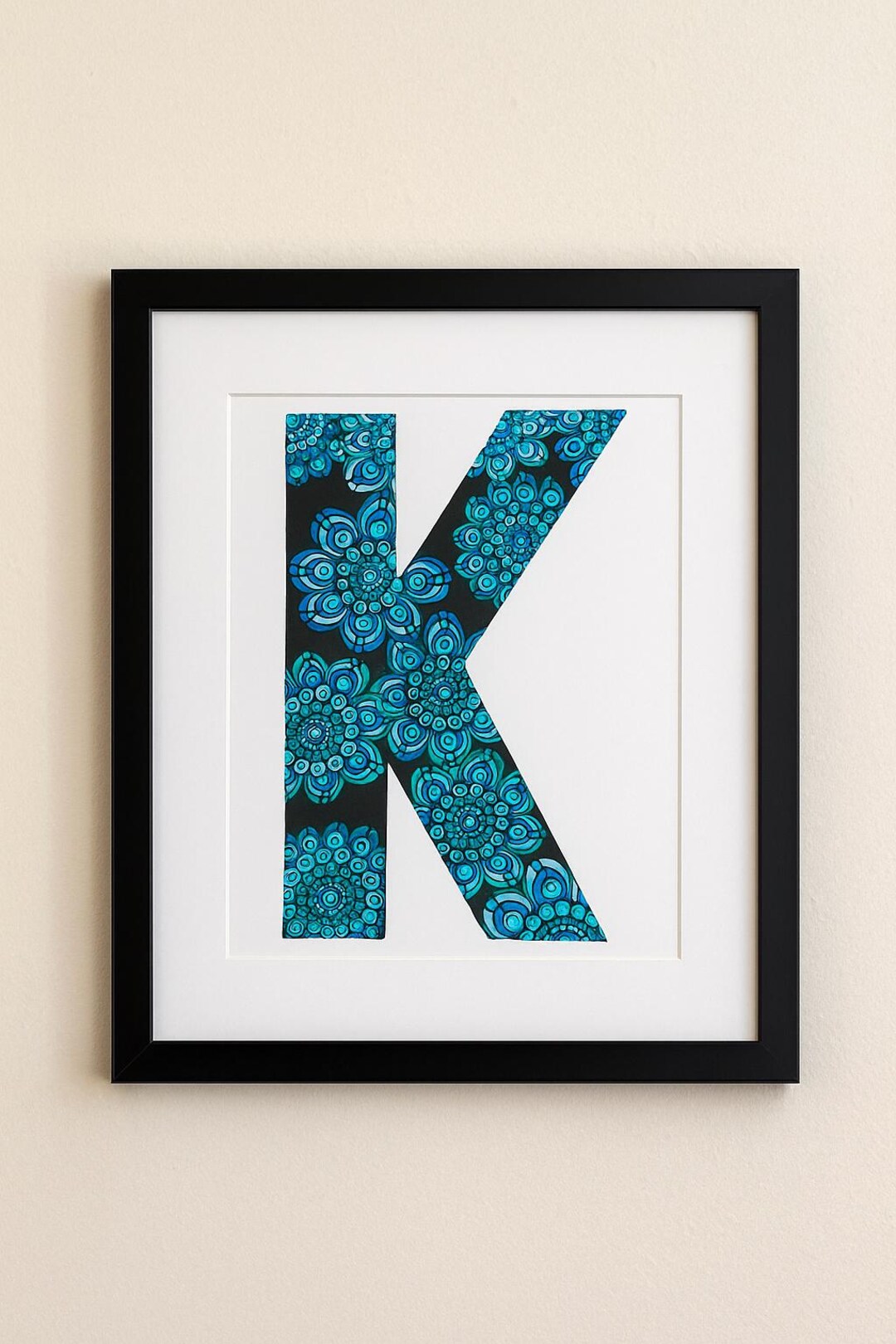 Hand Painted Acrylic Painting, Mandala Letter Artwork. FRAME NOT ...