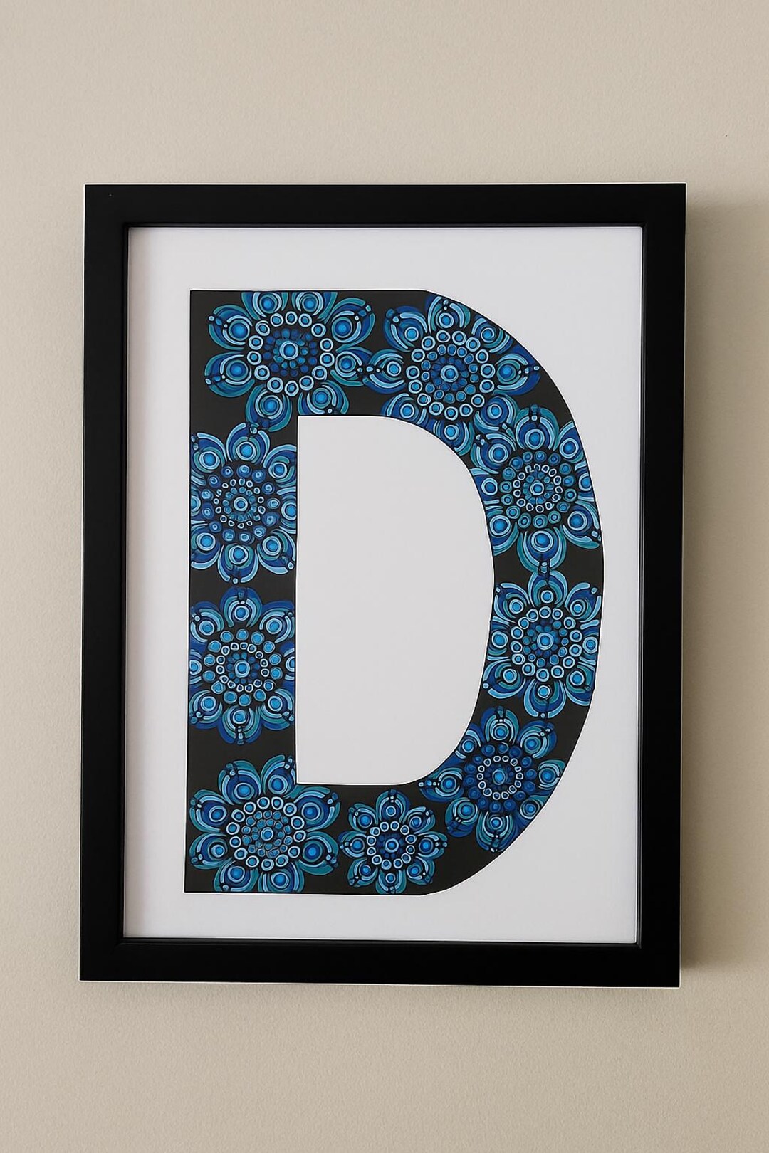 A4 Hand Painted Acrylic Painting, Mandala Letter Artwork. FRAME NOT ...