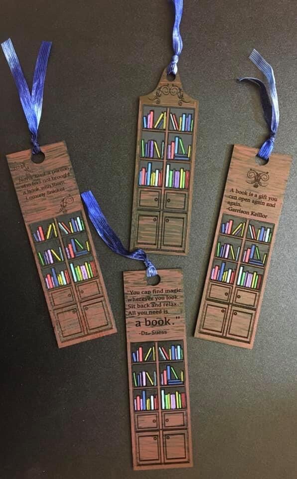 Bookshelf Bookcase BOOKMARKS. Hand painted sturdy wooden | Etsy