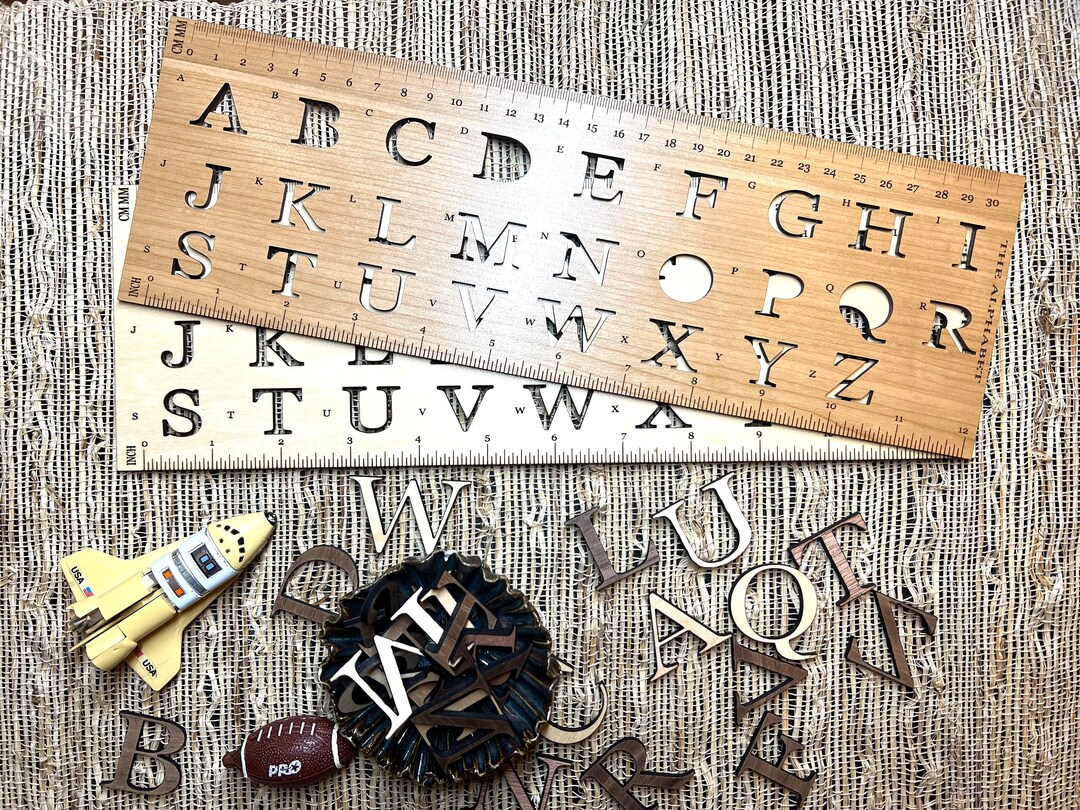 INSTANT DOWNLOAD SVG English Alphabet Stencil Ruler /A-Z Flashcards/ 28 ...