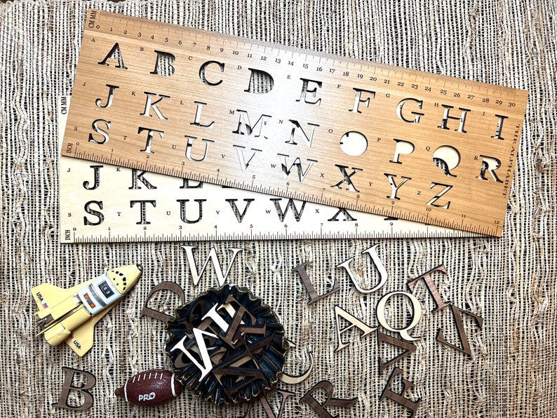 INSTANT DOWNLOAD SVG English Alphabet Stencil Ruler /A-Z Flashcards/ 28 ...