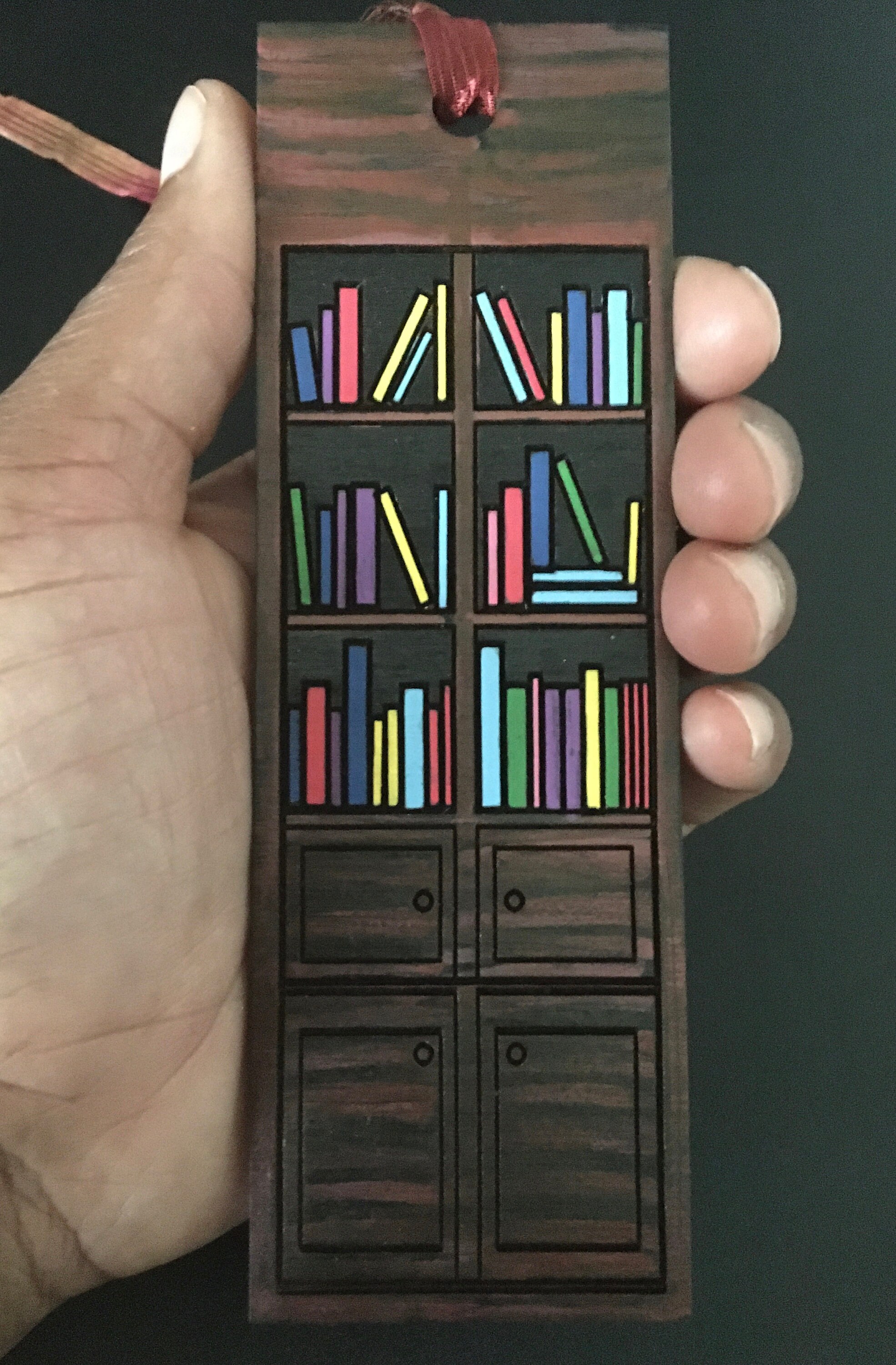 Bookshelf Bookcase BOOKMARKS. Hand painted sturdy wooden | Etsy