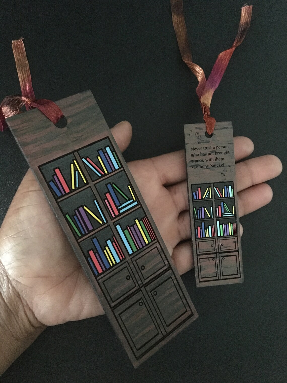 Bookshelf Bookcase BOOKMARKS. Hand painted sturdy wooden | Etsy