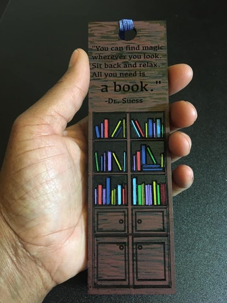 Bookshelf Bookcase BOOKMARKS. hand Painted Sturdy Wooden | Etsy