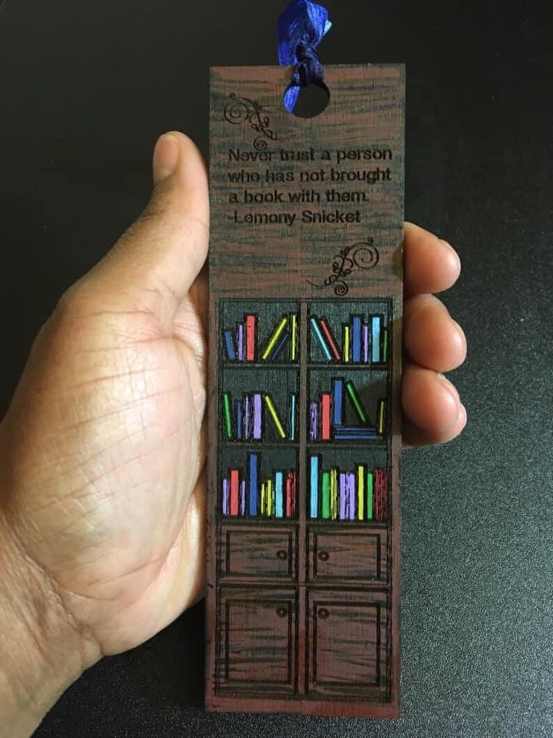 Bookshelf Bookcase BOOKMARKS. hand Painted Sturdy Wooden | Etsy