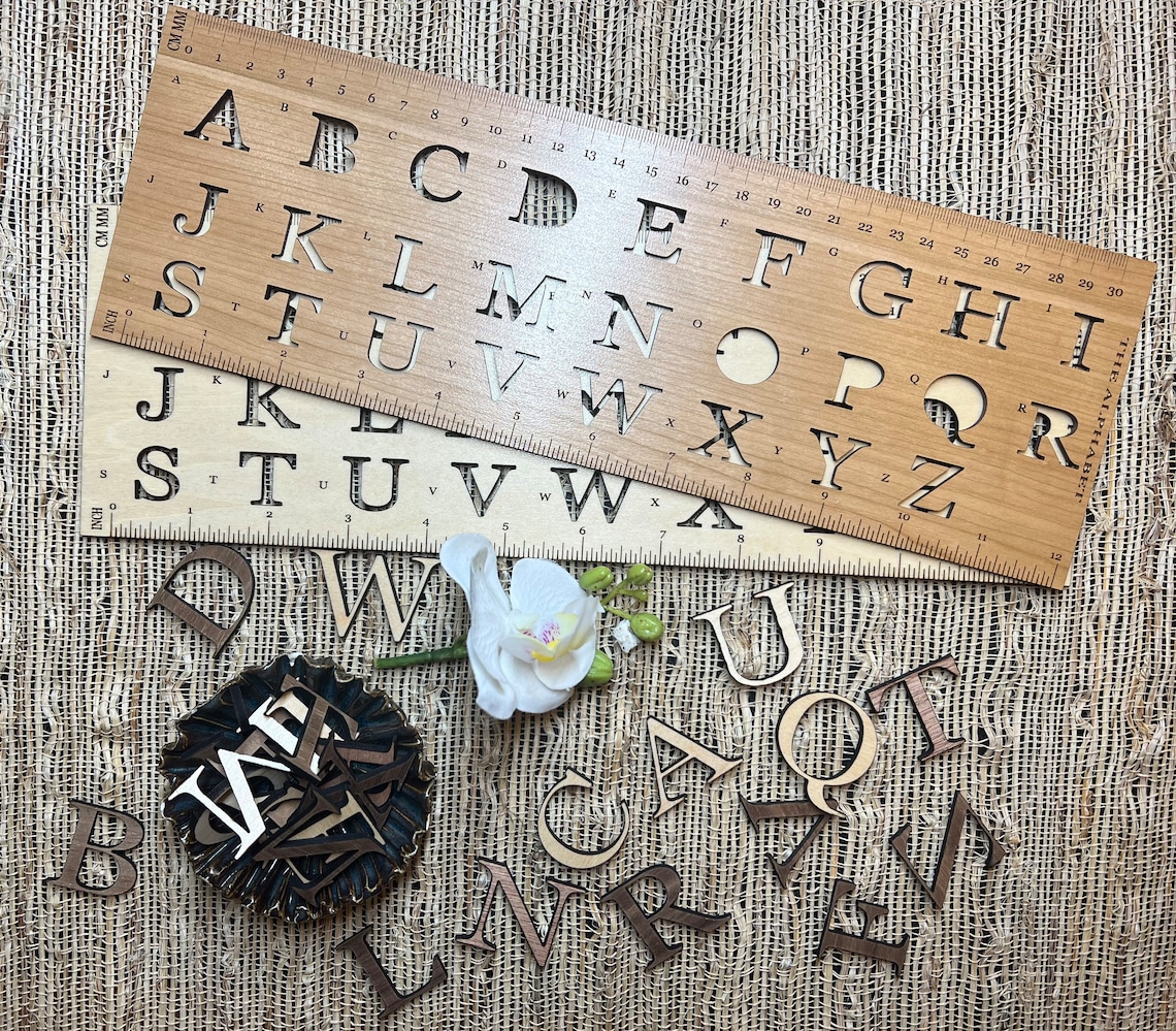 INSTANT DOWNLOAD SVG English Alphabet Stencil Ruler /A-Z - Etsy