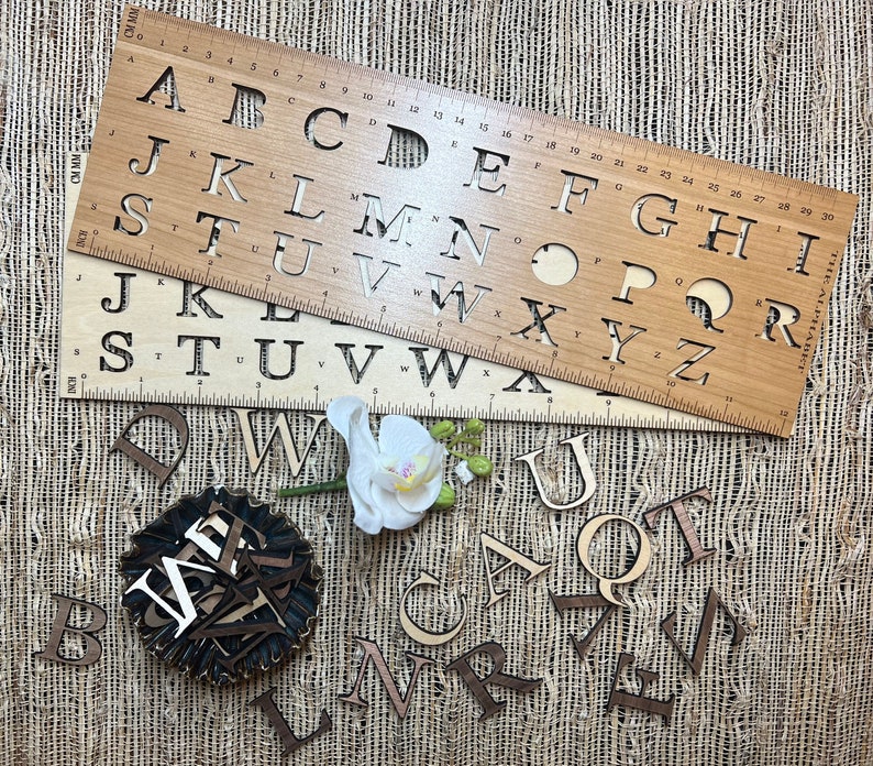 INSTANT DOWNLOAD SVG English Alphabet Stencil Ruler /A-Z - Etsy