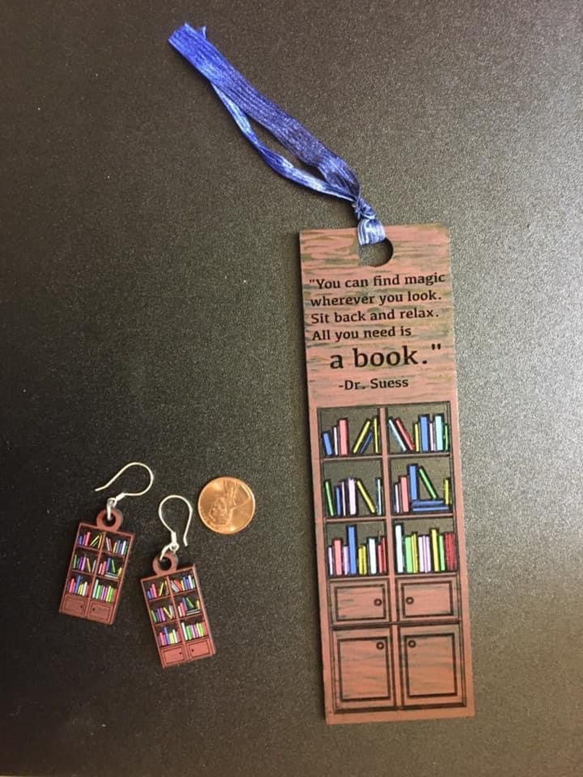 Bookshelf Bookcase BOOKMARKS. Hand painted sturdy wooden | Etsy