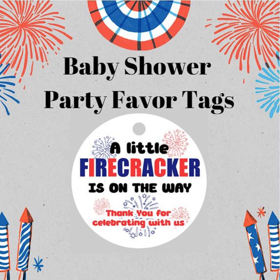 July 4th Baby Shower Party Tags Firecracker Baby Shower Tags Little ...