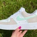 Custom Hand Painted Color Block Nike Air Force 1's, Mint, Beige, White ...