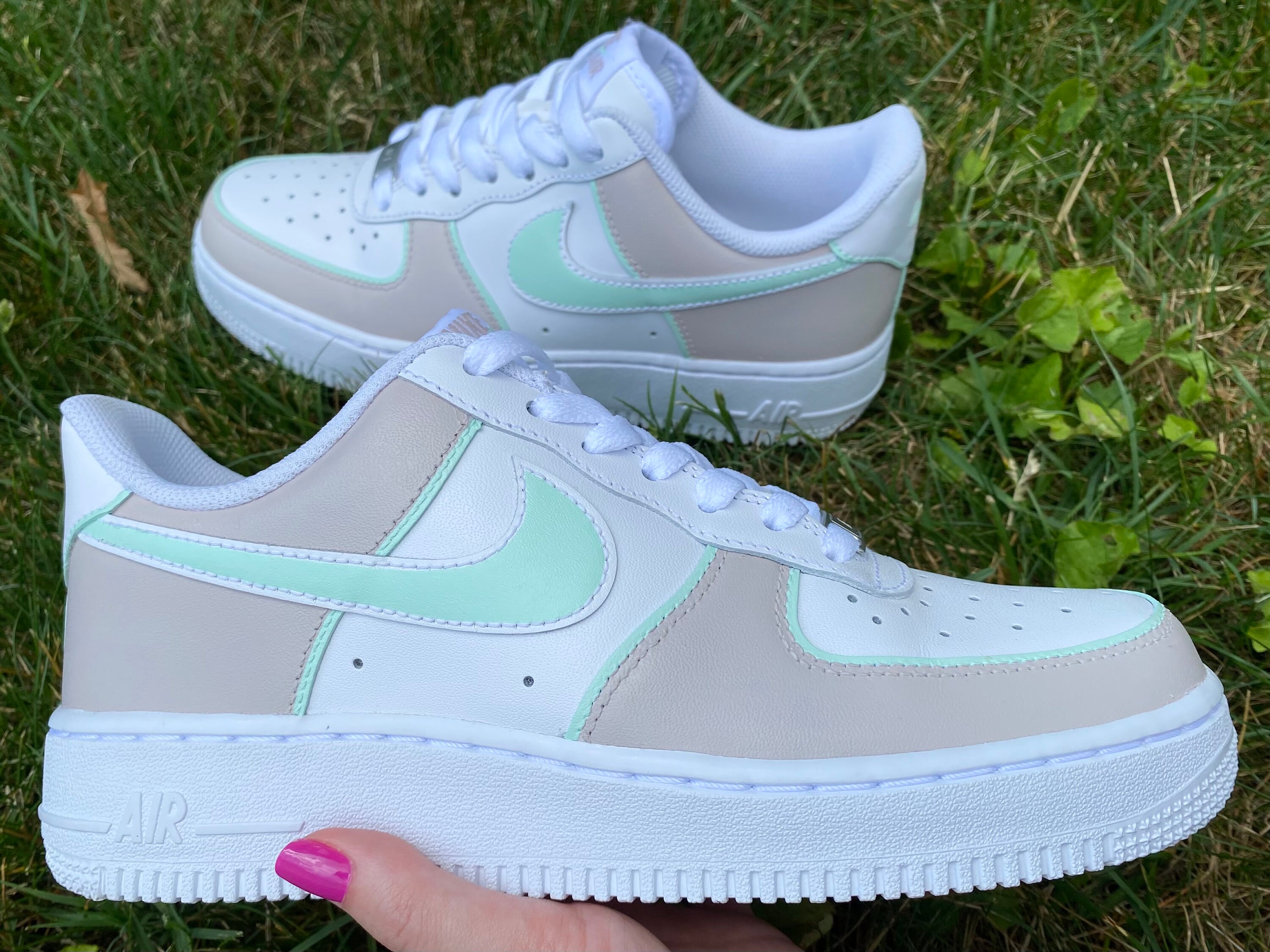 Custom Hand Painted Color Block Nike Air Force 1's Mint - Etsy