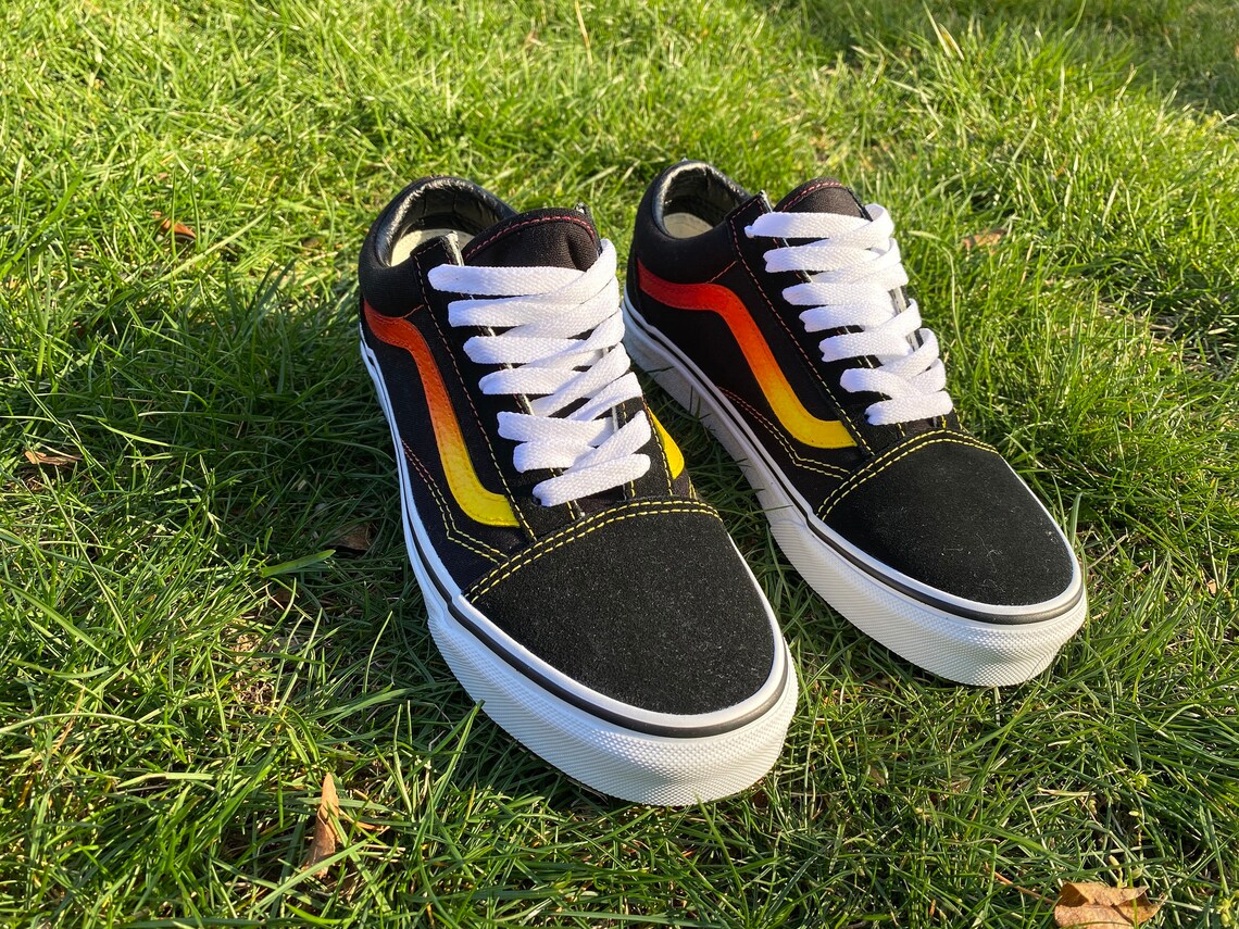 Custom Hand Painted Old Skool Vans, Ombre, Gradient, Fire, Sneaker ...