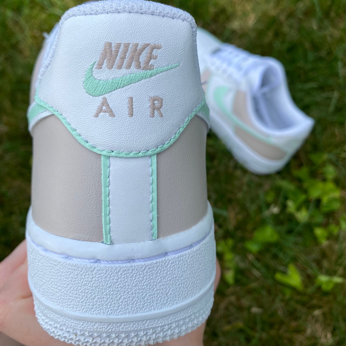 Custom Hand Painted Color Block Nike Air Force 1's Mint - Etsy