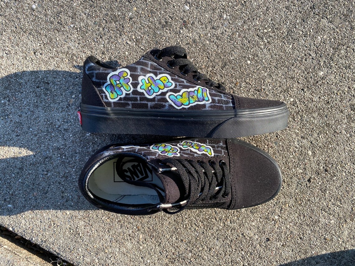 Custom Hand Painted Old Skool Vans, Graffiti, Sneakers, Black - Etsy