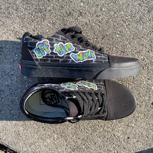Custom Hand Painted Old Skool Vans, Graffiti, Sneakers, Black - Etsy