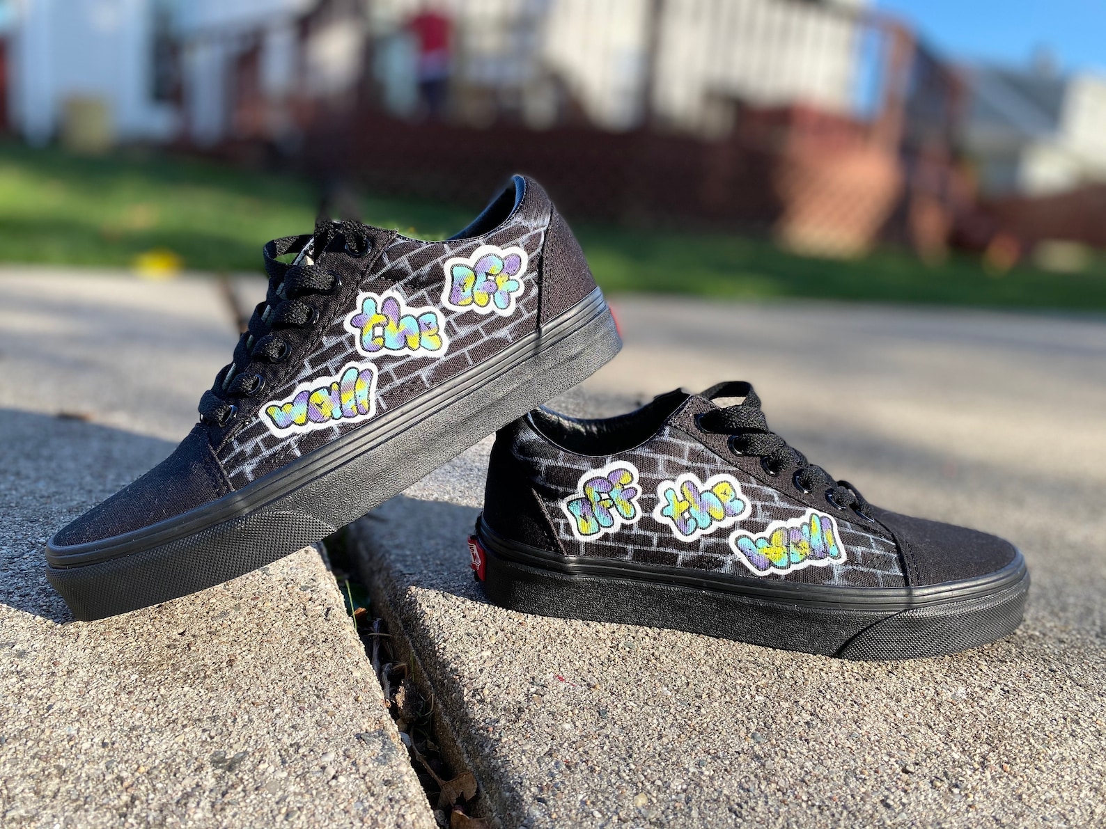 Custom Hand Painted Old Skool Vans, Graffiti, Sneakers, Black - Etsy