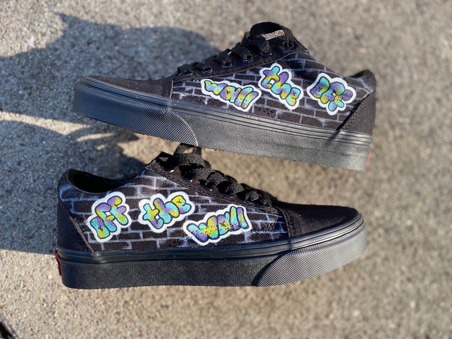 Custom Hand Painted Old Skool Vans, Graffiti, Sneakers, Black - Etsy