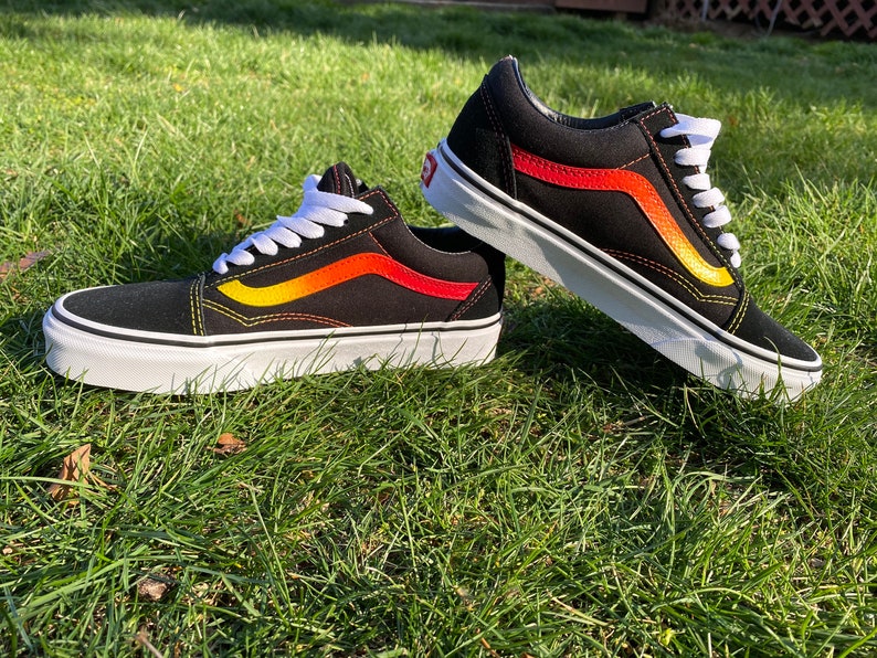 Custom Hand Painted Old Skool Vans Ombre Gradient Fire - Etsy