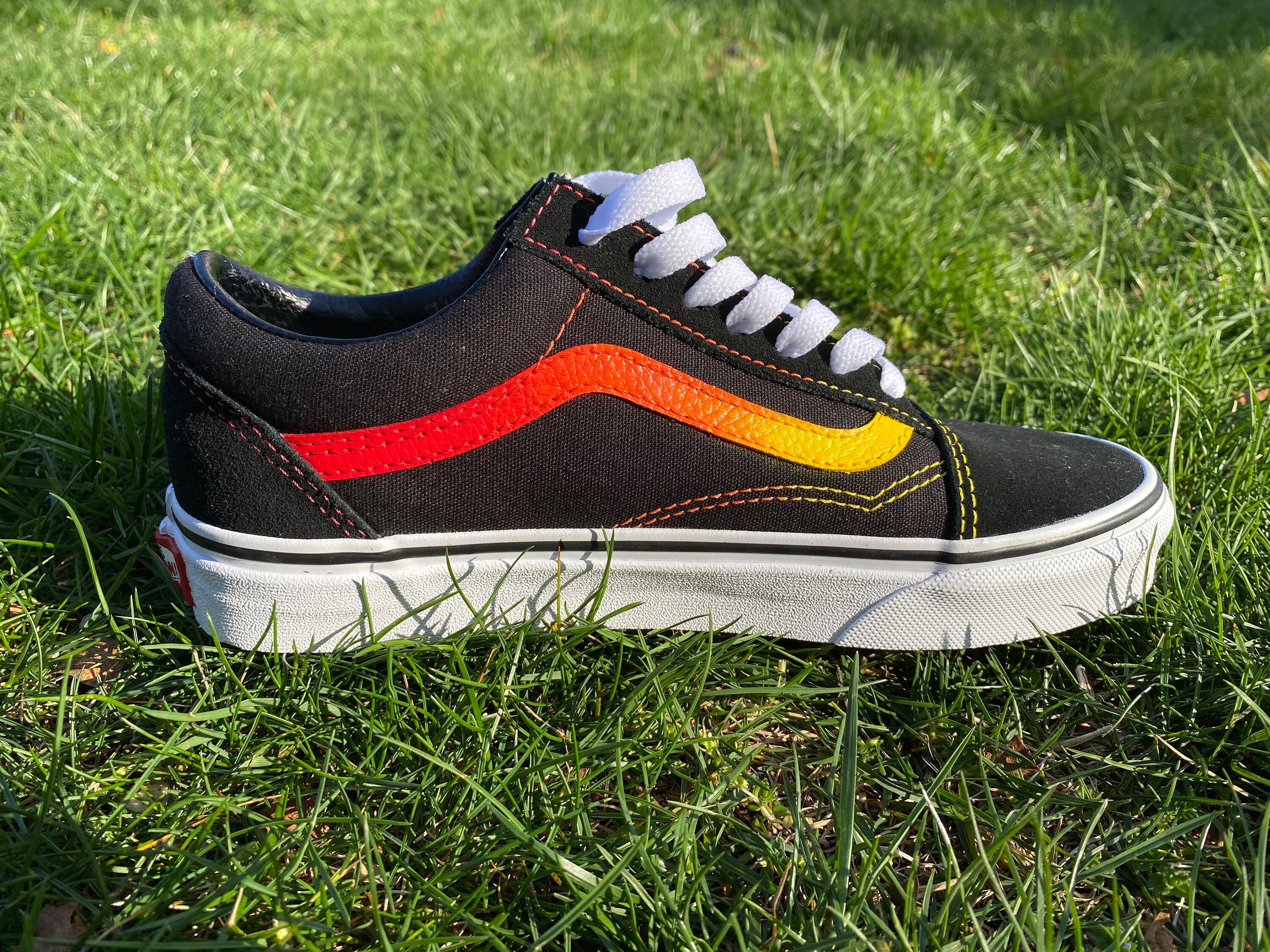 Custom Hand Painted Old Skool Vans, Ombre, Gradient, Fire, Sneaker ...