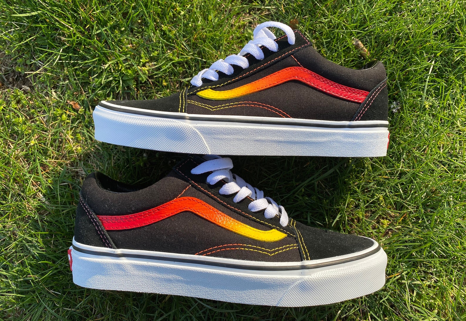 Custom Hand Painted Old Skool Vans, Ombre, Gradient, Fire, Sneaker ...