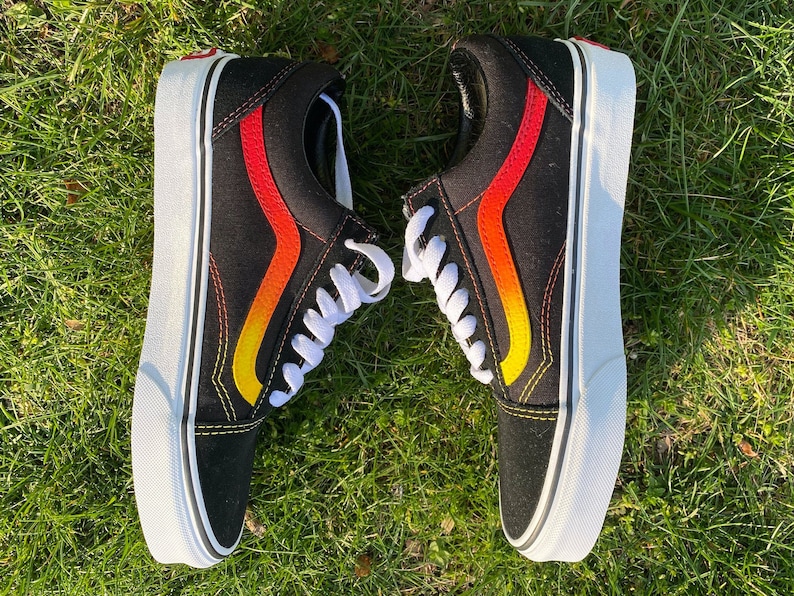 Custom Hand Painted Old Skool Vans, Ombre, Gradient, Fire, Sneaker ...