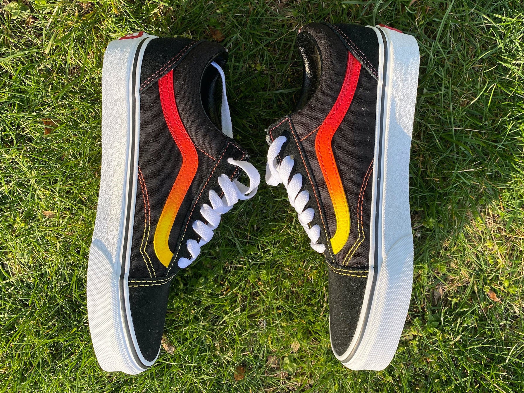 Custom Hand Painted Old Skool Vans Ombre Gradient Fire - Etsy