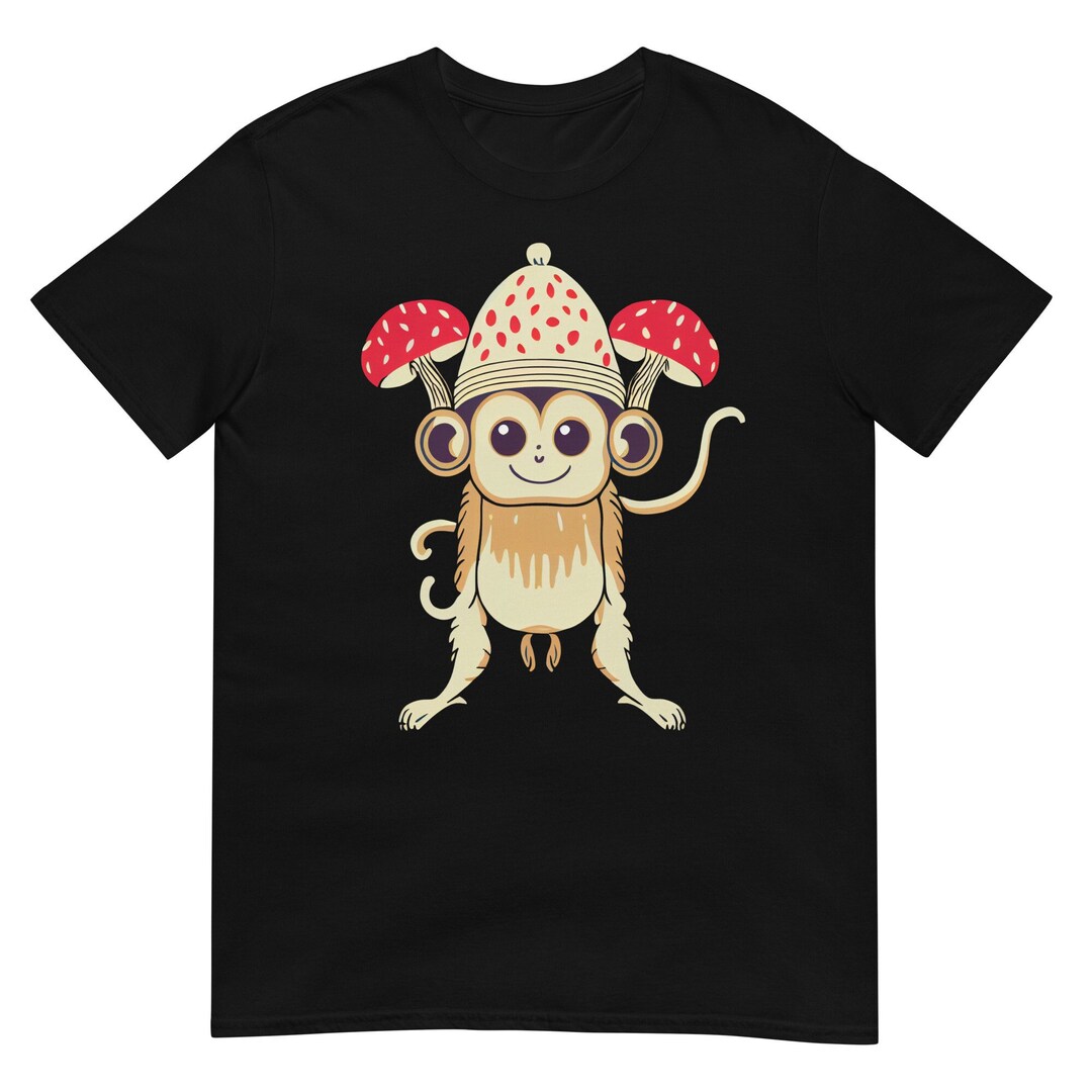 Cute Monkey Mushroom T-shirt, Good Luck Mushroom Monkey, Amanita Muscaria - Etsy