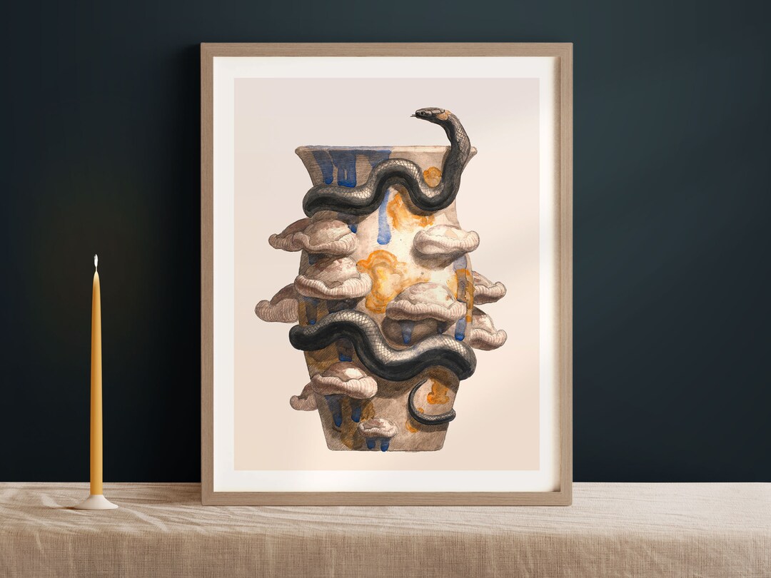 Antique Vintage Snake Vase Still Life Painting Fine Art Print Joakim ...