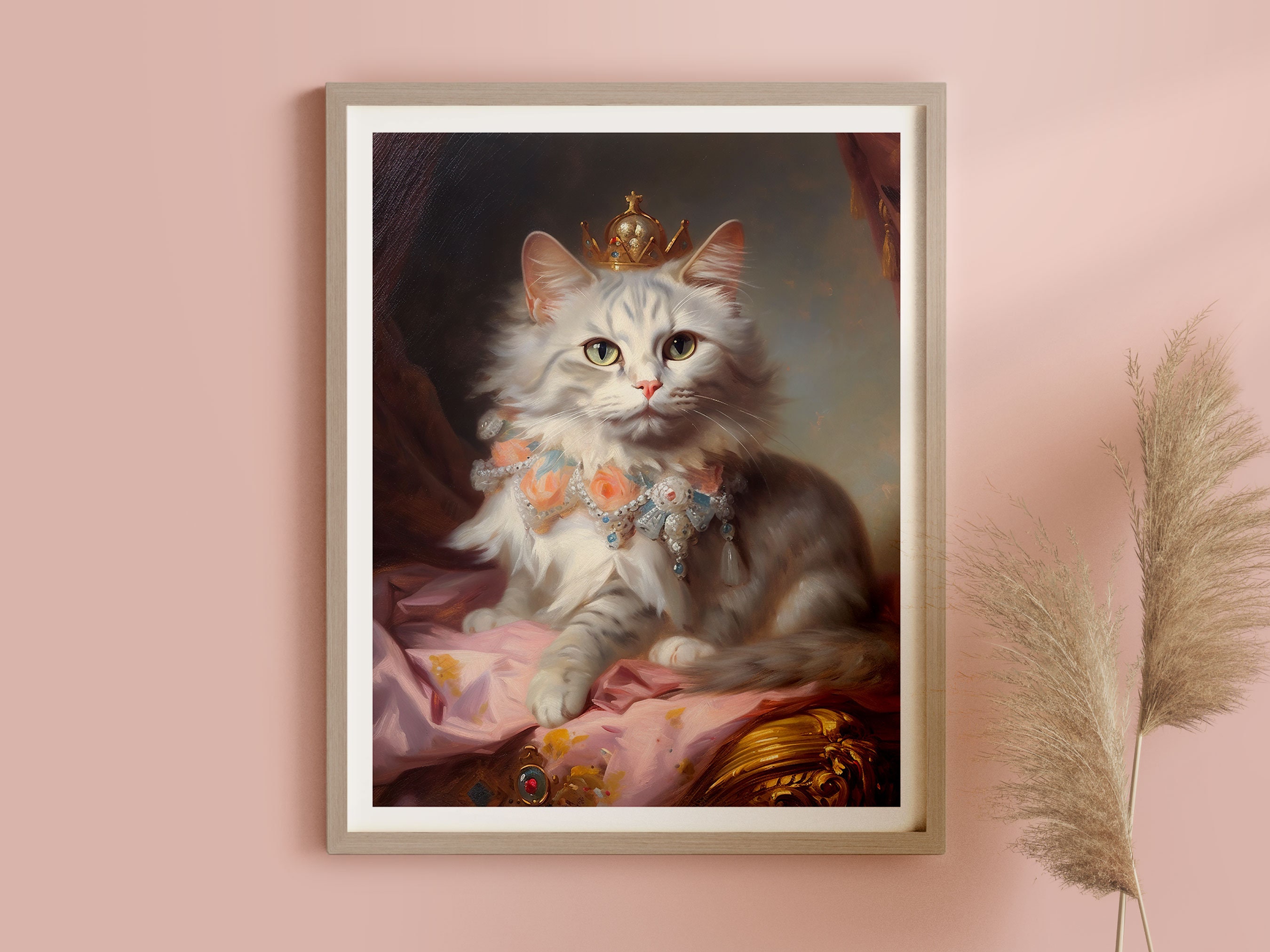 Vintage Style Rococo Cat Queen Painting Fine Art Print Cat - Etsy