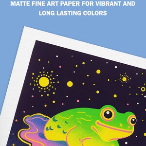 Risograph Style Space Frog Fine Art Print • Colorful and Cute Decor • Kids and Nursery Art ...