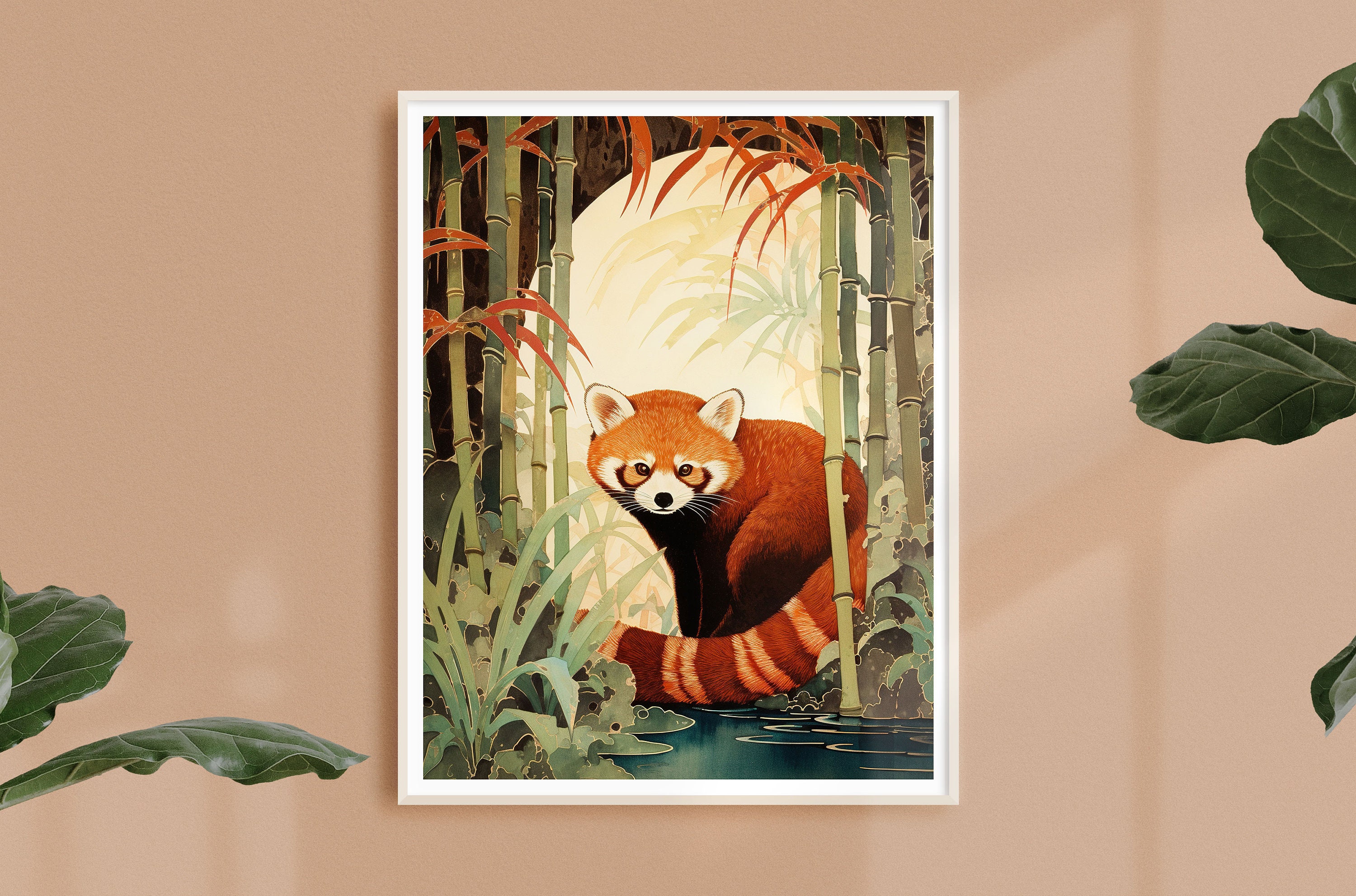 Vintage Illustration Style Red Panda Fine Art Print Fairy - Etsy