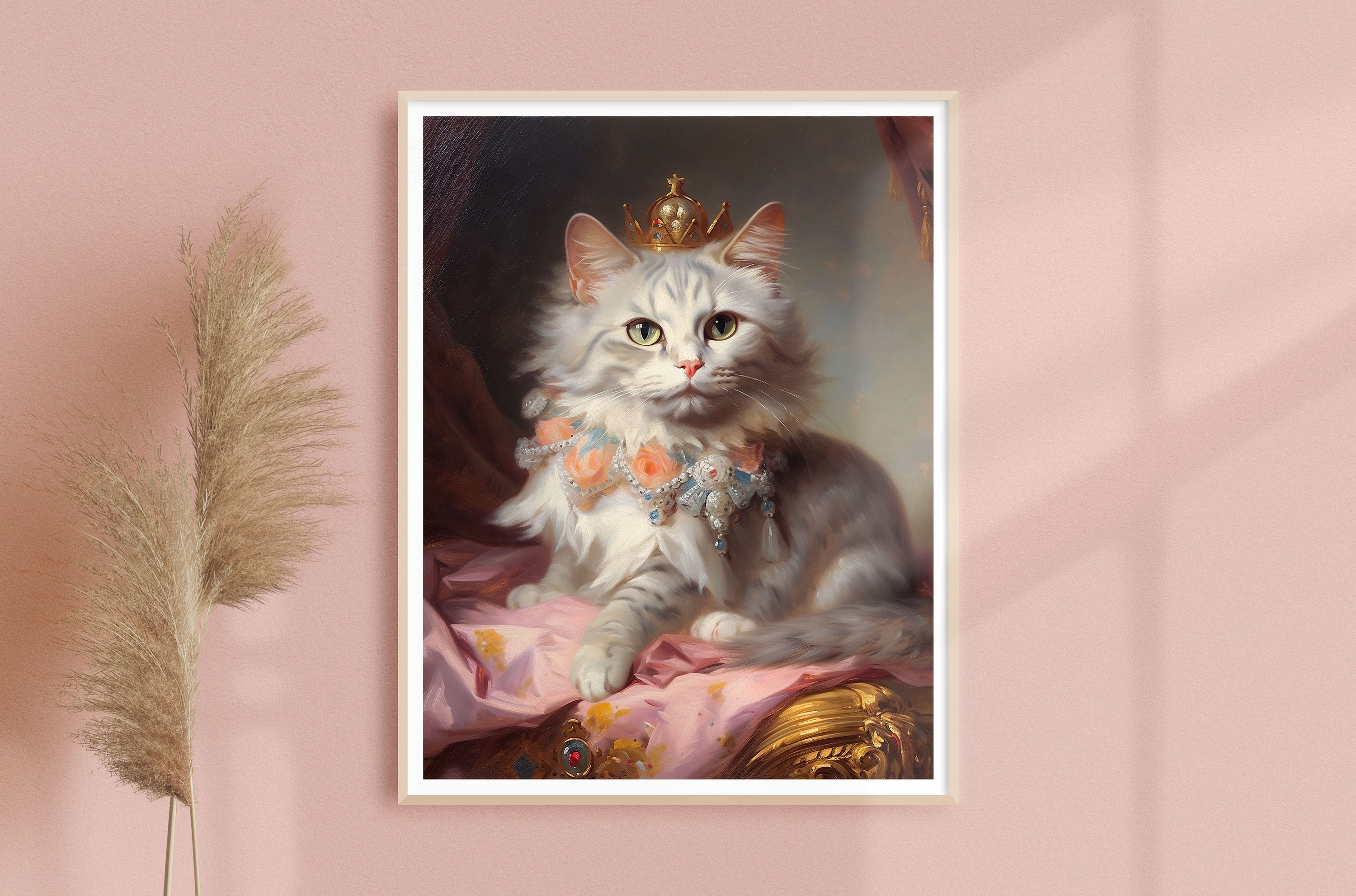 Vintage Style Rococo Cat Queen Painting Fine Art Print Cat - Etsy