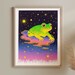 Risograph Style Space Frog Fine Art Print • Colorful and Cute Decor • Kids and Nursery Art ...