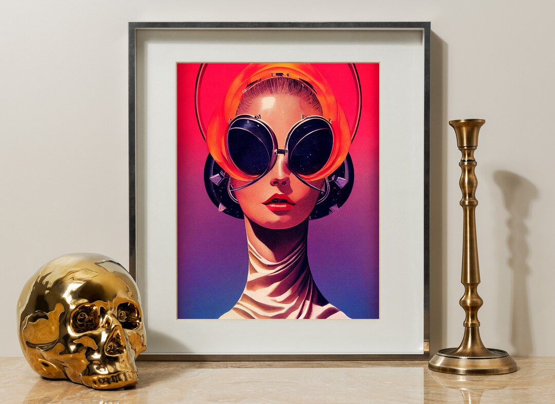Vintage Style Alien Vogue Woman Portrait Print • Surreal Art Deco ...