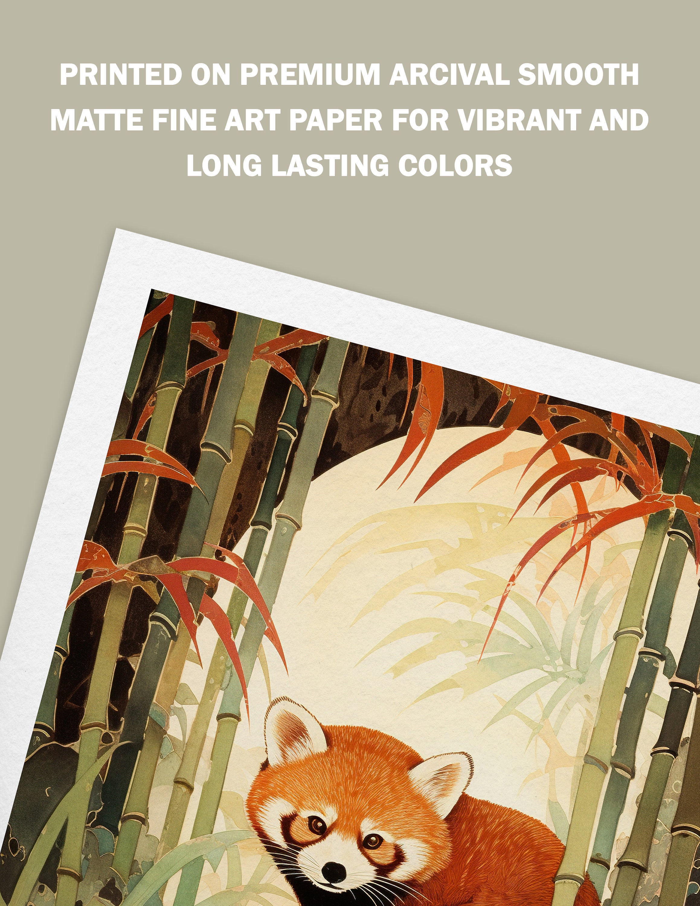 Vintage Illustration Style Red Panda Fine Art Print Fairy - Etsy