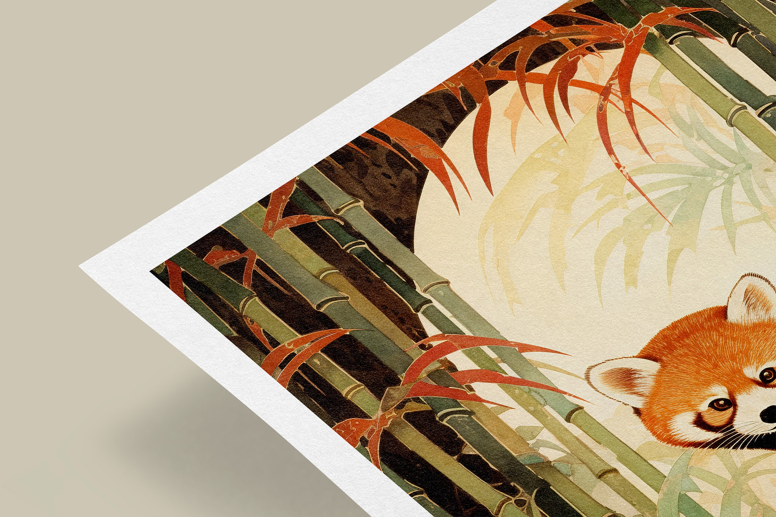 Vintage Illustration Style Red Panda Fine Art Print Fairy - Etsy