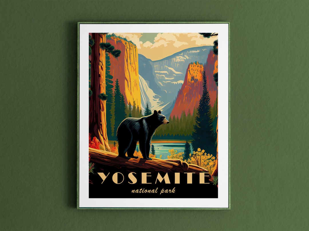 Vintage Style Yosemite Travel Poster • 3 Sizes • Yosemite Decor ...