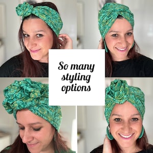 Abstract Big Florals Wired Full Head Coverage Turban Boho Style ...