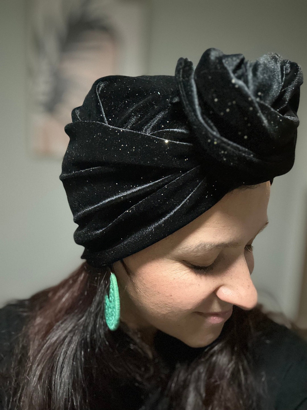 LUXURY VELVET Wired Full Head Cover Turban Headwrap / Extra Long & Wide ...