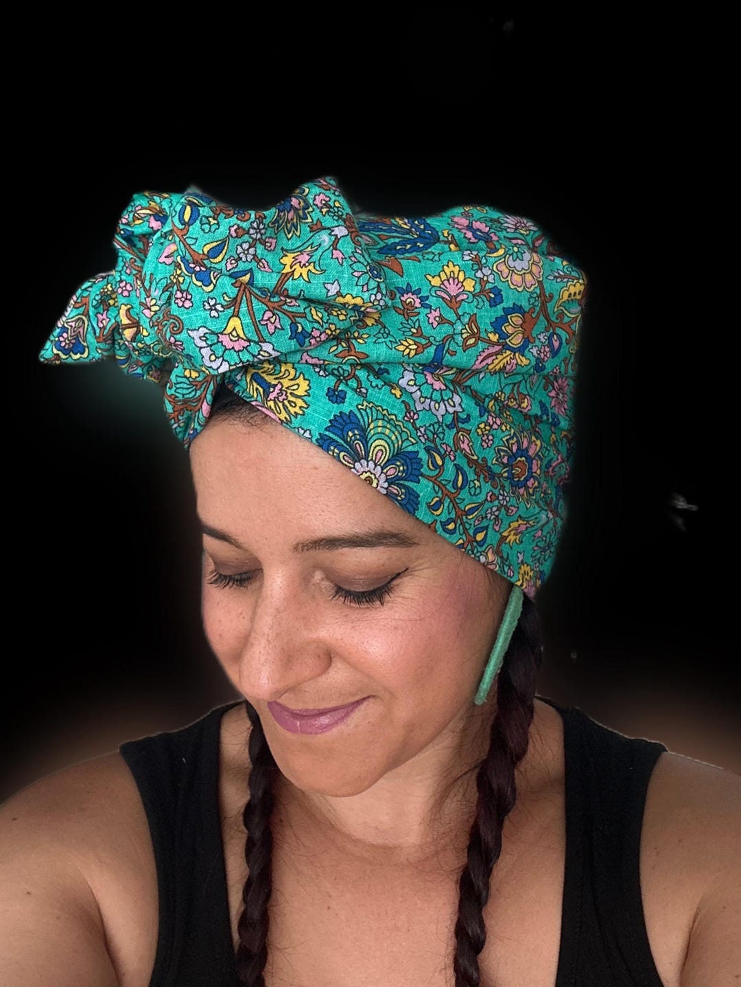 Green Lagoon Soft Cotton Wired Full Head Turban Boho Style Headwrap Headband /hair Wrap / Turban ...